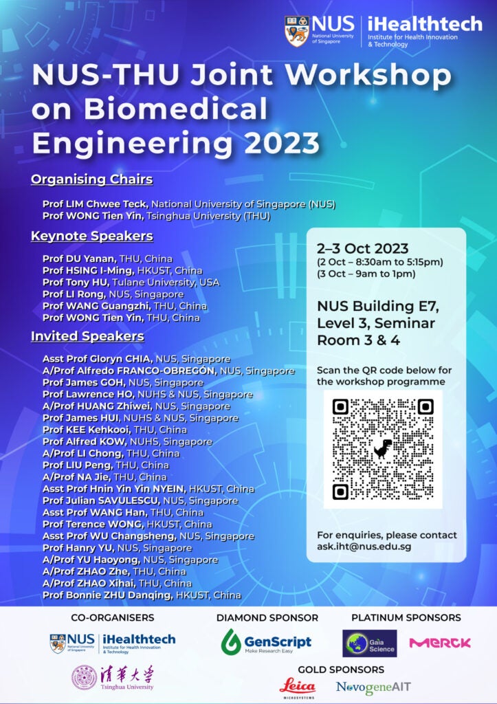 NUS-THU Joint Workshop on Biomedical Engineering 2023 - iHealthtech – Institute for Health ...